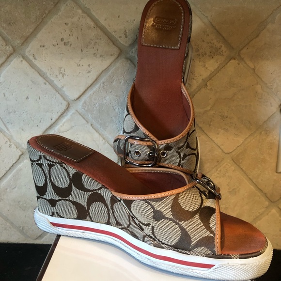 Shoes | Coach Logo Wedge | Poshmark